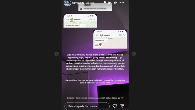 Harris Vriza Ungkap Chat Lesti Kejora dan Rizky Billar di Tengah Isu ...