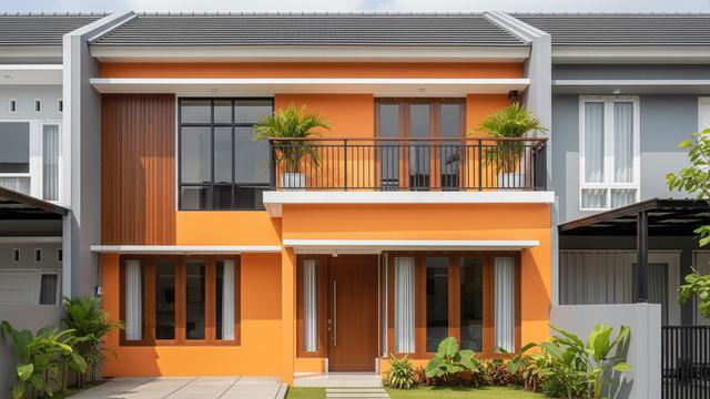 7 Gambar Rumah Minimalis Cat Orange, Pancarkan Kesan Hangat dan Ceria