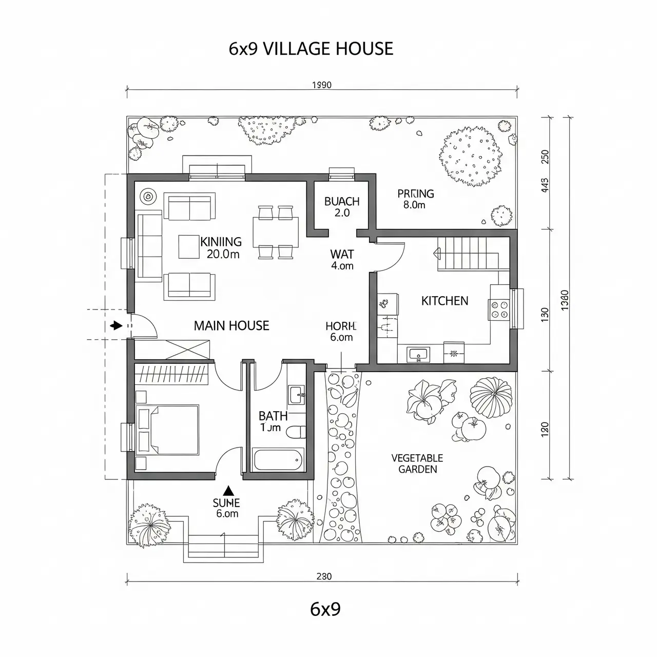 12 Gambar Denah Rumah Sederhana Ukuran 6x9 di Kampung, Hemat Lahan dan ...