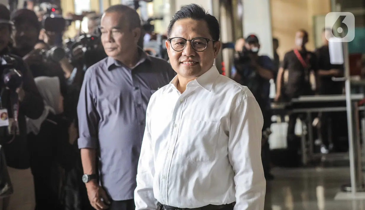 Momen Cak Imin Tiba di KPK Sebagai Saksi Korupsi Kemnaker - Foto Liputan6.com