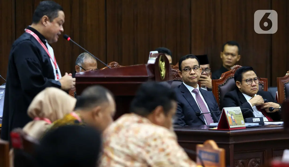 Anies-Muhaimin Hadiri Langsung Sidang Perdana PHPU di Mahkamah Konstitusi - Foto Liputan6.com