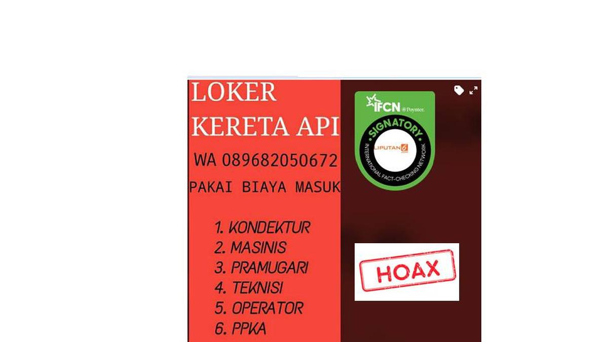 Cek Fakta: Tidak Benar PT KAI Buka Lowongan Kerja Berbayar - Cek Fakta Liputan6.com