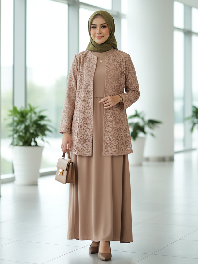 7 Model Gamis Blazer Brokat Terbaru yang Simpel dan Antimainstream