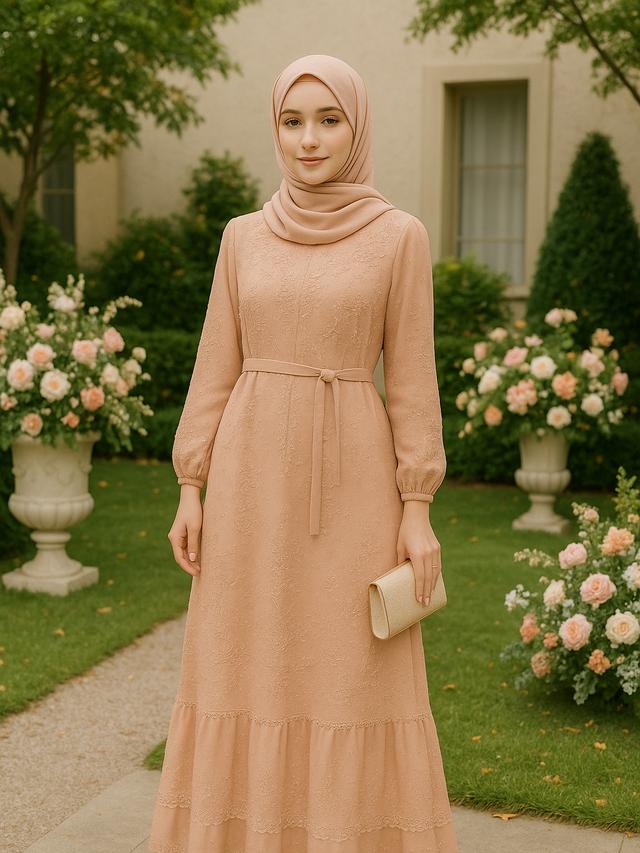 7 Model Gamis Syari Kekinian Warna Pastel, Cocok Buat Kondangan Garden ...