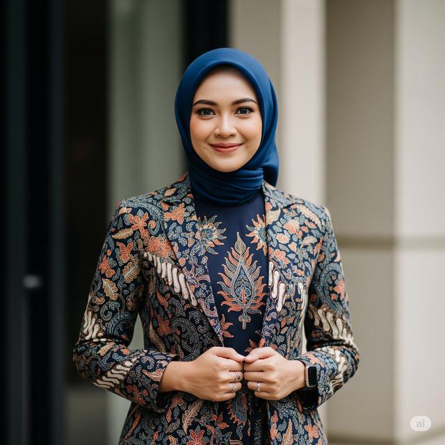 15 Model Baju Batik Kantor Wanita Berjilbab Modern 2025, Formal & Elegan
