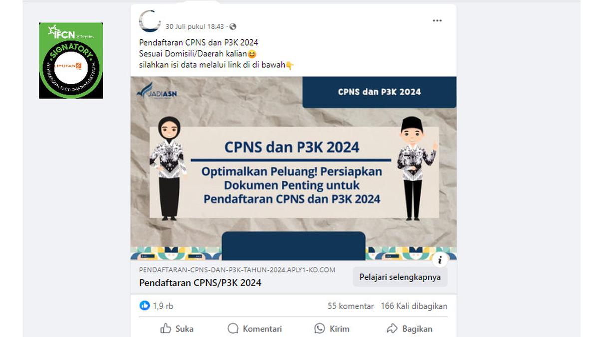 Cek Fakta: Link Pendaftaran CPNS dan P3K 2024 Ini Tidak Benar - Cek Fakta Liputan6.com