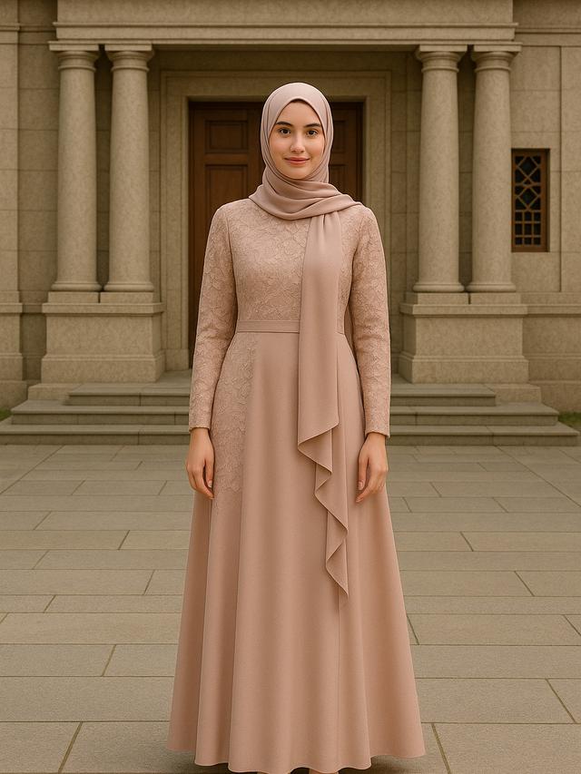 10 Model Gamis Brokat Selendang Bahu, Buat Penampilan Makin Anggun dan ...