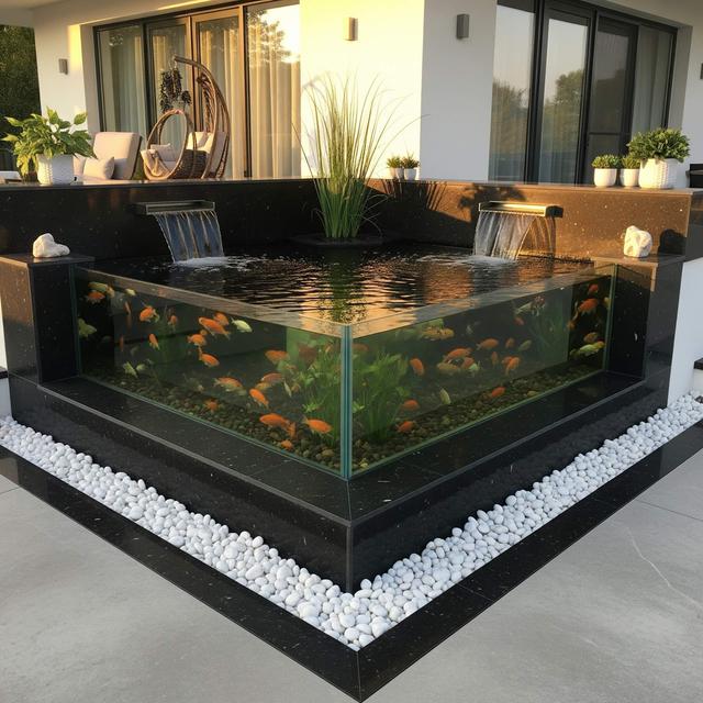15 Ide Teras Rumah Luas dengan Kolam Ikan Mini di Sudut Depan, Ciptakan ...