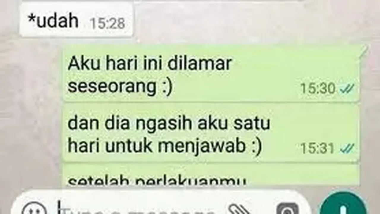 6 Chat Pacar Pamer Foto Sudah Lamaran dengan Orang Lain Ini Bikin Patah Hati - Hot Liputan6.com