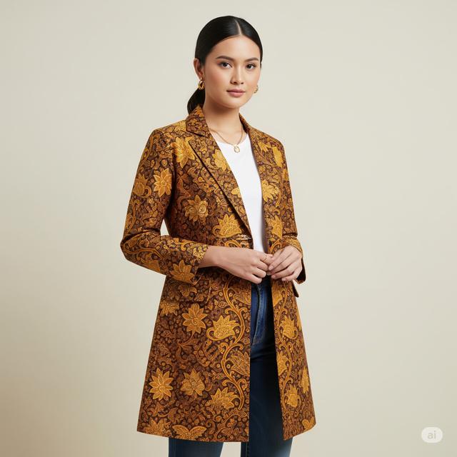 9 Model Baju Batik Blazer Panjang Modern Terbaru 2025, Tren Fashion ...