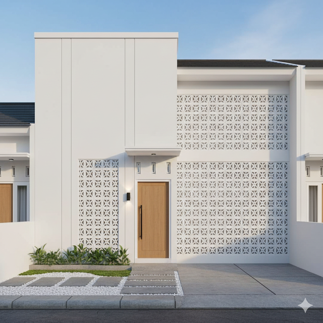 7 Kombinasi Roster dan Dinding Putih untuk Tampak Depan Rumah Minimalis ...