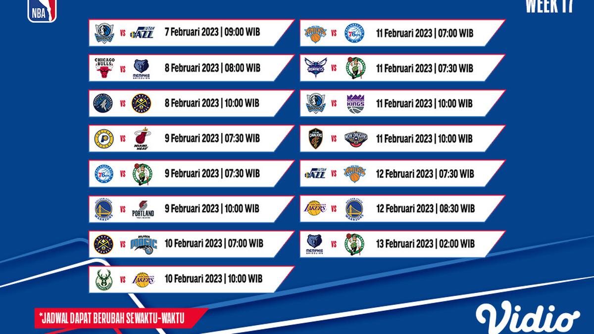 Jadwal dan Live Streaming NBA 2022/2023 Week 17 di Vidio, 7 - 13 ...