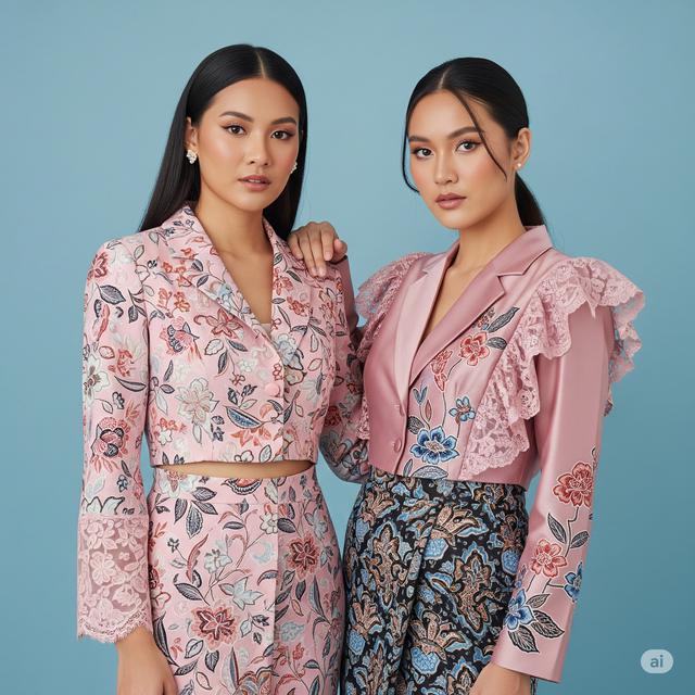 8 Model Crop Blazer Batik Kombinasi Renda, Perpaduan Tradisi dan Gaya ...