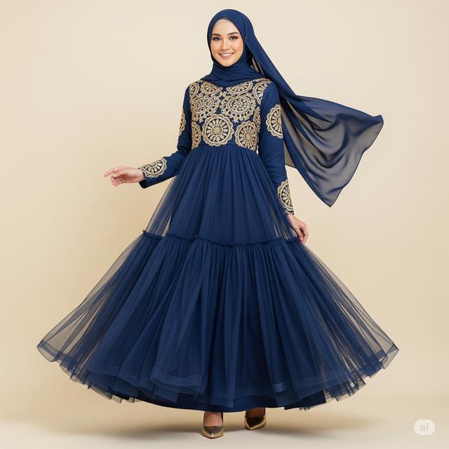 7 Model Dress Tulle Bertingkat Pesta Muslimah yang Elegan dan Memukau