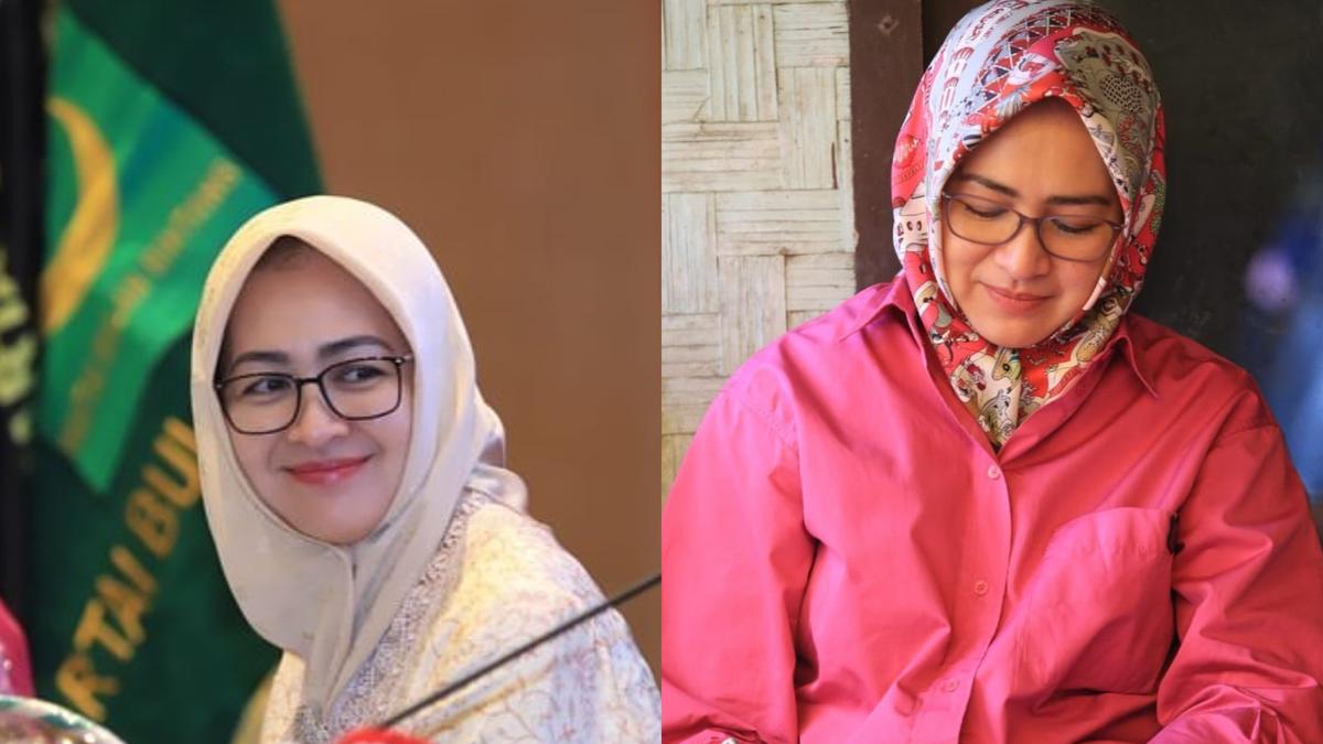 6 Gaya Formal Airin Rachmi Diany yang Identik dengan Hijab dan Kacamata