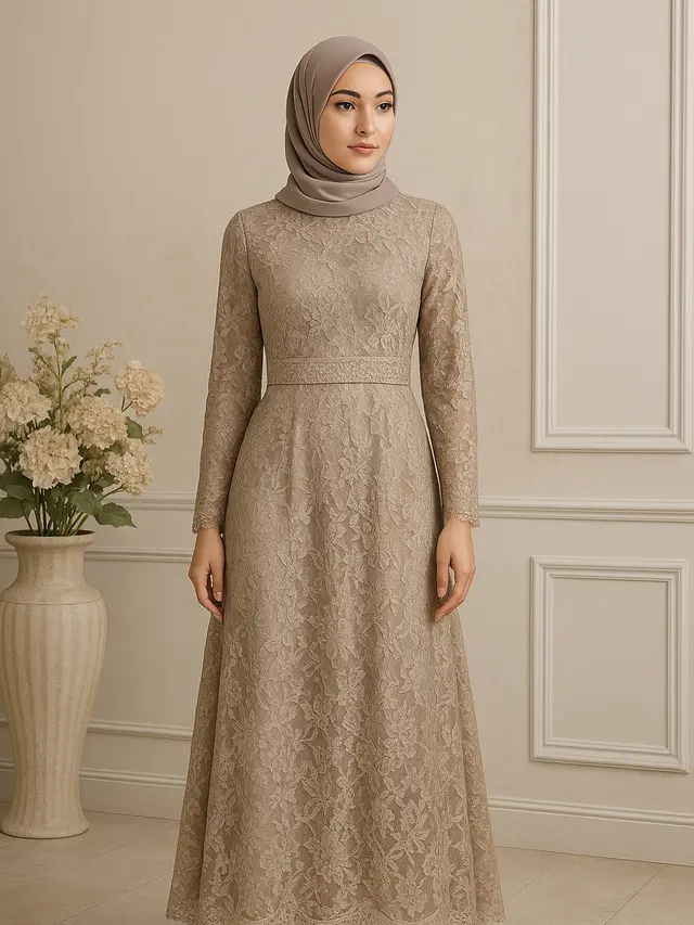 12 Model Gamis Modern Brokat yang Bikin Tampilan Lebih Berkelas - Hot ...