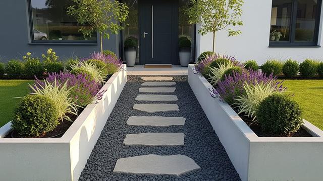 10 Inspirasi Desain Kebun Mini Rumah Modern dengan Planter Box Beton ...