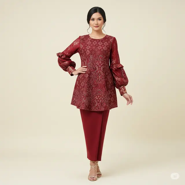 8 Inspirasi Batik Brokat Modern Lengan Panjang, Elegan untuk Berbagai ...