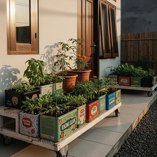 9 Desain Kebun Sayur Pakai Kaleng Biskuit Bekas, Solusi Kreatif Lahan ...