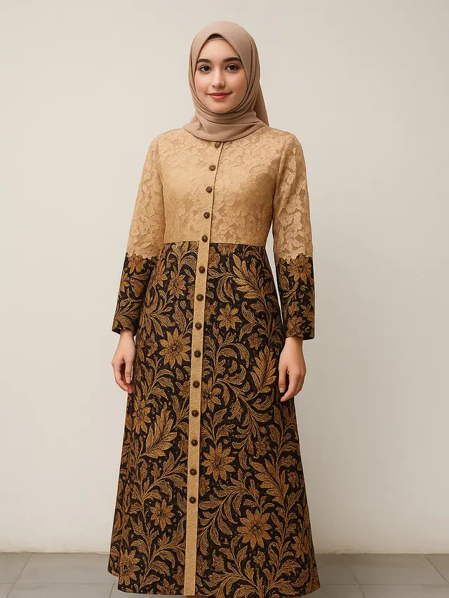7 Model Gamis Batik Kombinasi Full Kancing Terpopuler 2025, Modis dan ...