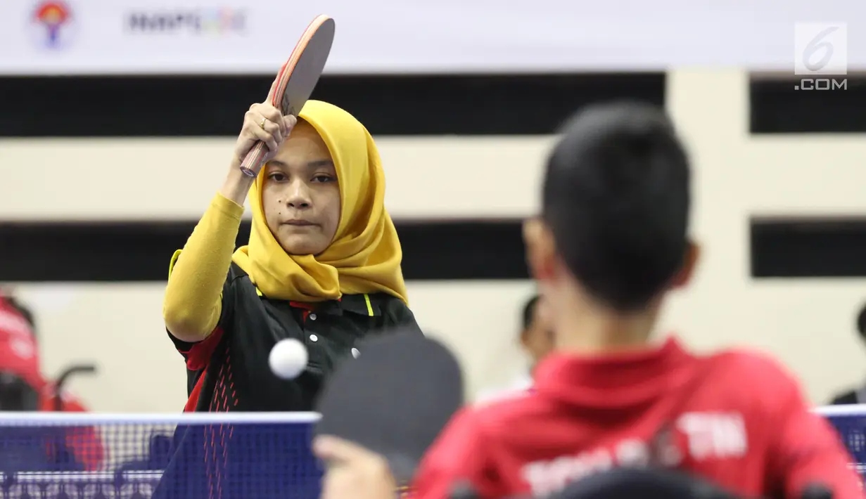 FOTO: Leli Marlina Unggul Tiga Set Langsung atas Petenis Meja Singapura ...