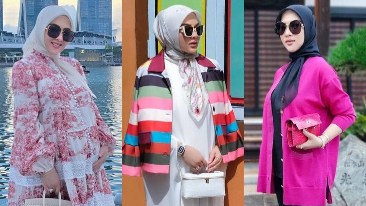 6 Potret Gaya Bumil Ceria Syahrini Pamer Baby Bump lewat Outfit-Outfit ...