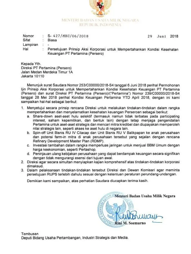 Beredar Surat Penjualan Aset Pertamina, Ini Penjelasan Kementerian BUMN ...