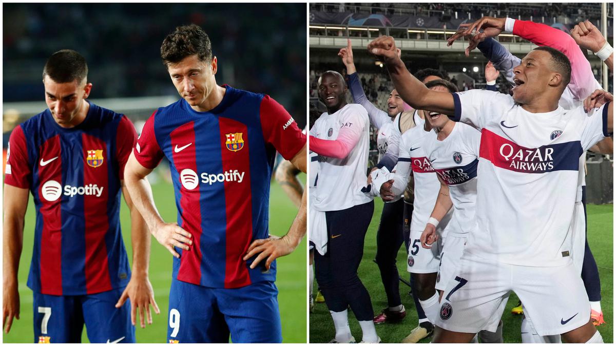 Foto: Potret Pemain PSG Berpesta Vs Wajah Kusut Skuad Barcelona