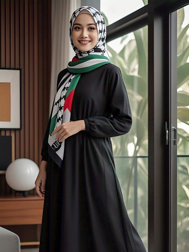 6 Model Gamis Hitam dan Hijab Palestina 2025, Stylish dengan Pesan Mendalam
