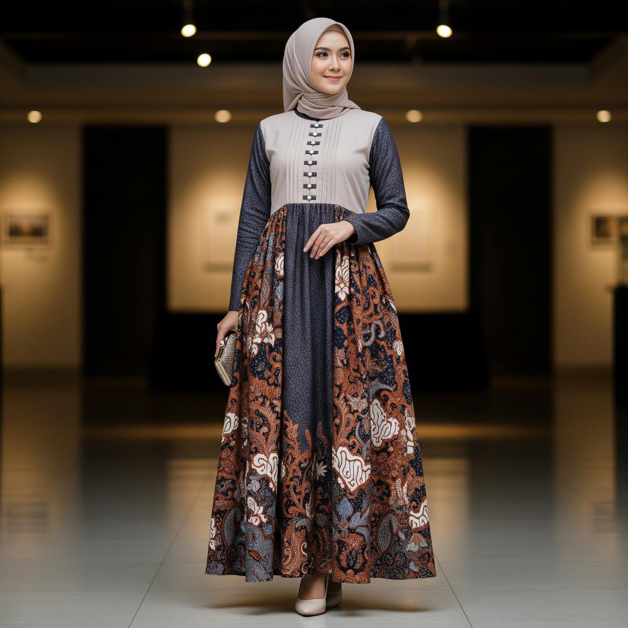 7 Model Gamis Batik Kombinasi Kain Polos Terbaru 2026 untuk Berbagai ...