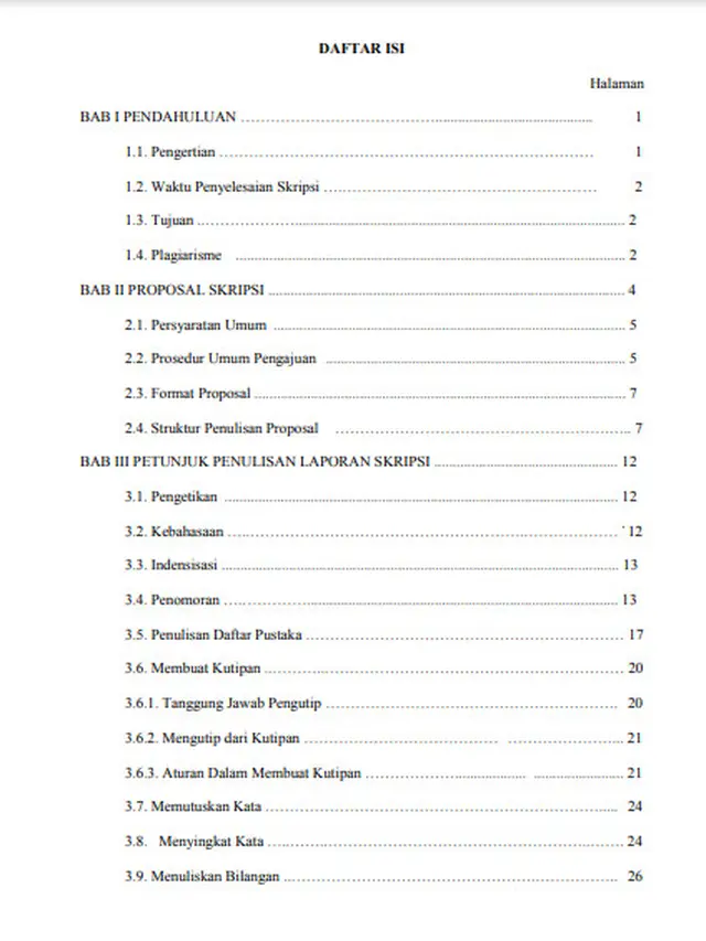 Contoh Daftar Isi dan Cara Membuatnya dengan Format yang Benar - Hot ...