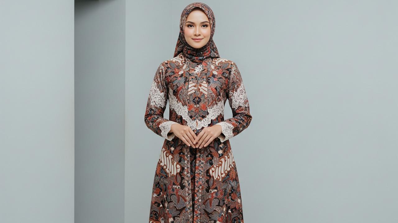 7 Model Gamis Batik Brokat Motif Elegan 2026 untuk Hijabers, Tampil ...