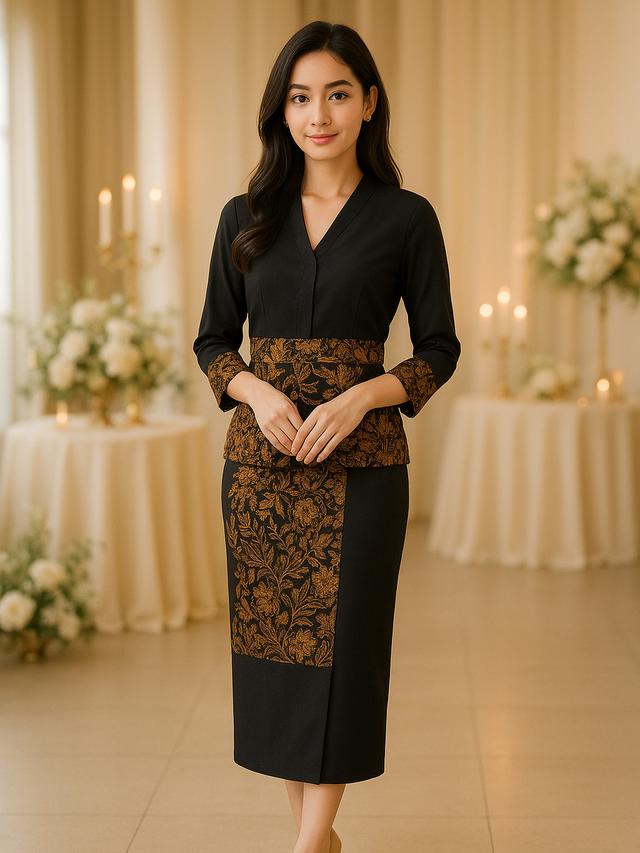 7 Model Rok Batik Kombinasi Kain Polos Wanita Modern yang Elegan