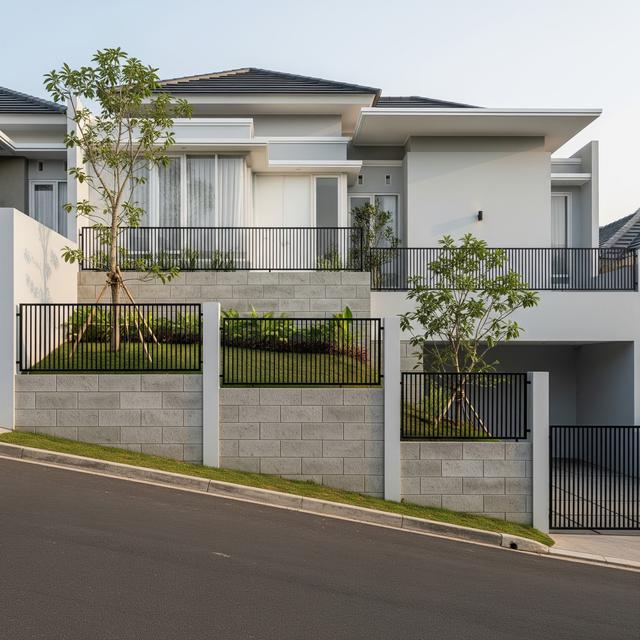 9 Desain Pagar Rumah untuk Lahan Miring, Aman dan Estetis