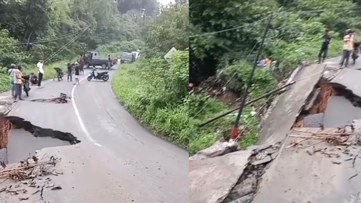 Jalan Penghubung Liwa-Ranau di Lampung Barat Amblas, Arus Lalu Lintas ...