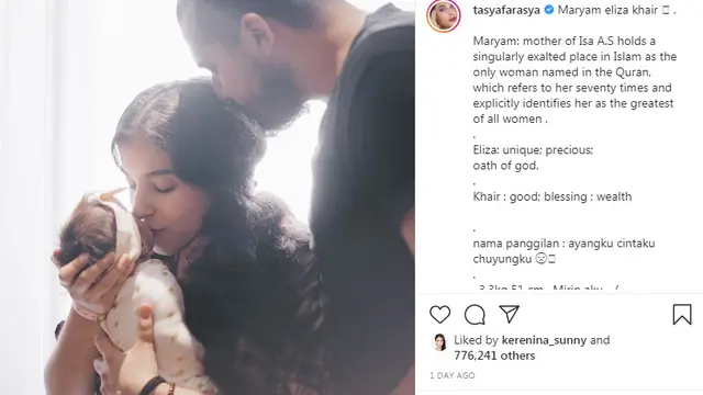 Tasya Farasya Umumkan Nama Anak Pertama Lengkap dengan Artinya ...
