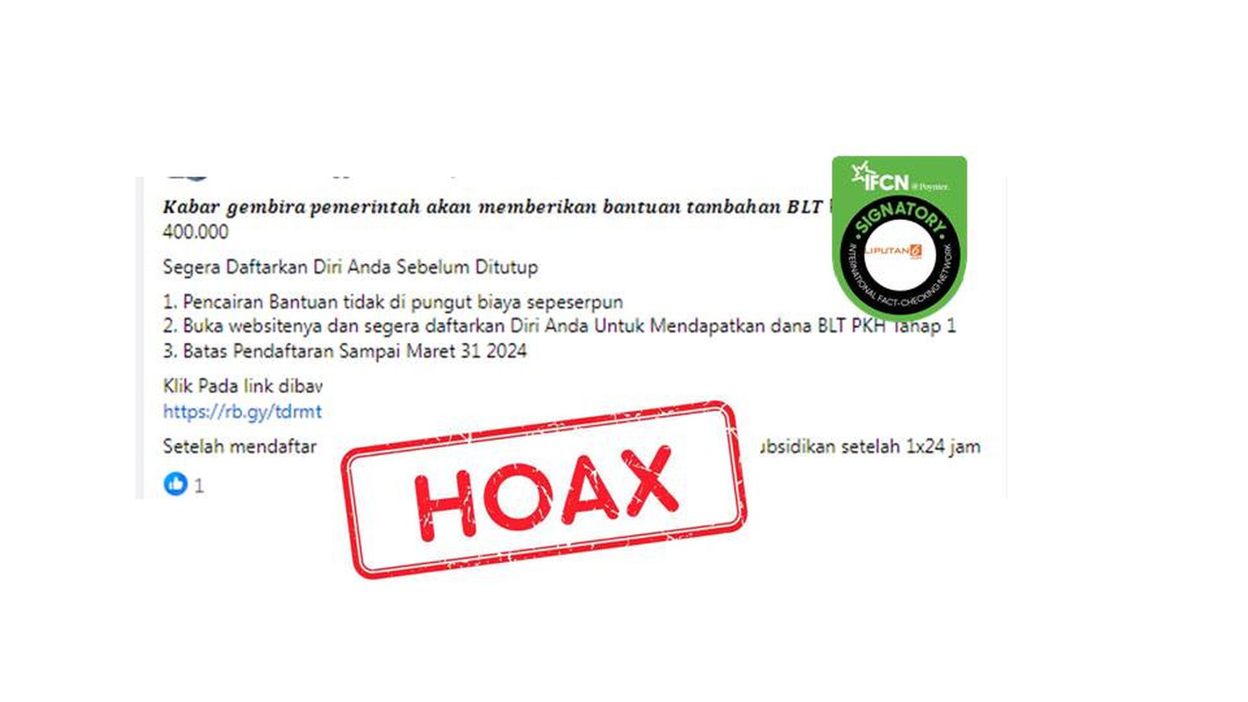 Cek Fakta: Hoaks Kemensos Berikan Bantuan Tambahan BLT PKH Rp 400 Ribu