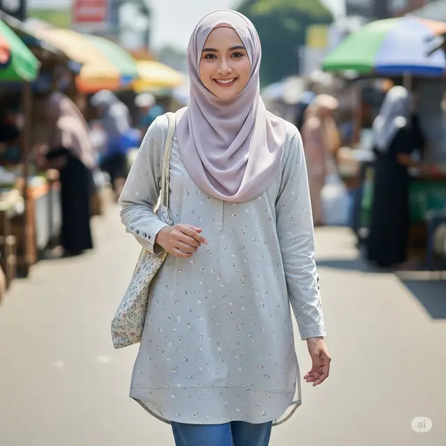 15 Model Gamis Bahan Katun Motif Bunga Terbaru 2025, Nyaman untuk ...