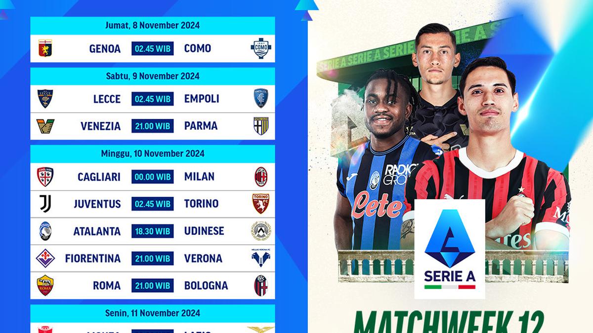 Jadwal Siaran Langsung Pertandingan Liga Italia 2024/25 Matchweek 12 Pekan Ini di Vidio - Dunia ...