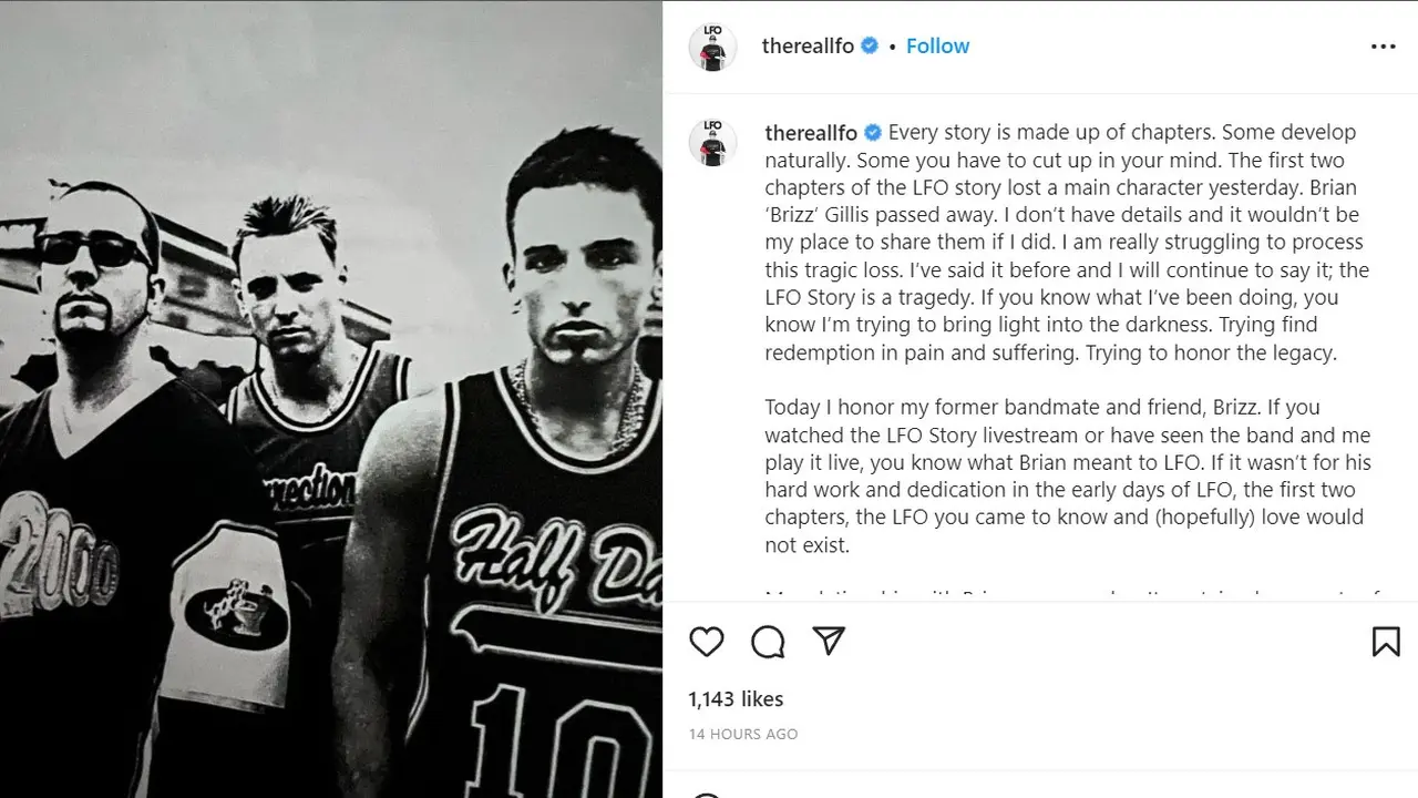 Eks Member LFO Brian Gillis atau Brizz Meninggal Dunia, Brad Fischetti ...