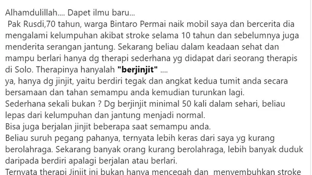 Berjinjit Sembuhkan Kelumpuhan Akibat Stroke? Ini Tanggapan Ahli ...