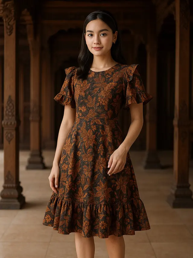 7 Model Dress Batik A-Line Kombinasi Brokat, Cocok untuk Tampil Ramping ...