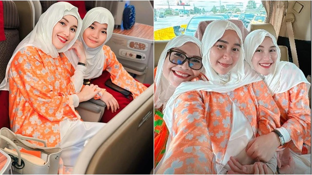 6 Potret Ayu Ting Ting dan Bilqis Berangkat Umrah, Akhir Tahun Bareng ...