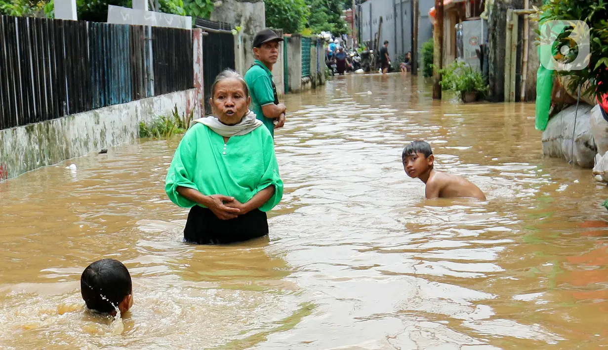 Banjir Luapan Kali Ciliwung, 62 RT di Jakarta Terdampak - Foto Liputan6.com