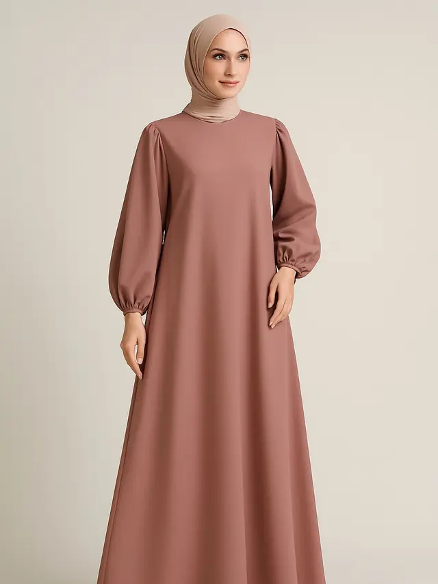 10 Model Gamis Polos Modern 2025 dengan Detail Unik yang Elegan dan Memesona - Hot Liputan6.com