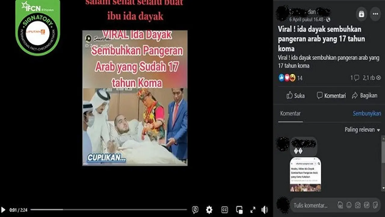 Cek Fakta Hoaks Kabar Ida Dayak Sembuhkan Pangeran Arab Saudi Yang 17
