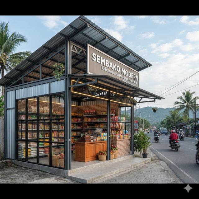 10 Inspirasi Kios Sembako Modern di Pinggir Jalan, Desain Ini Bikin ...