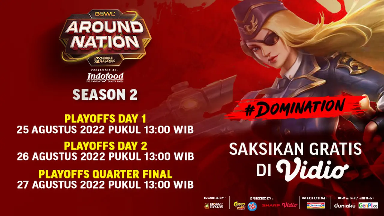 GRATIS di Vidio, Link Live Streaming Playoff Around Nation Mobile Legends 25-27 Agustus 2022 ...