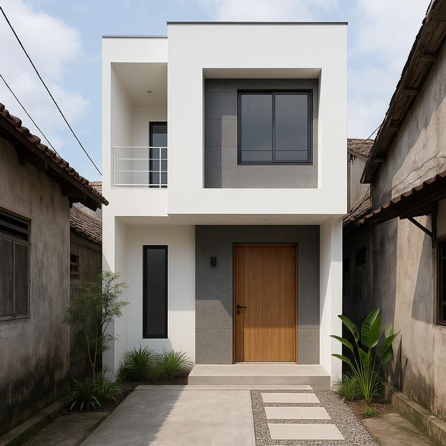Model Rumah Tingkat Sederhana di Dalam Gang, Tetap Bisa Estetik