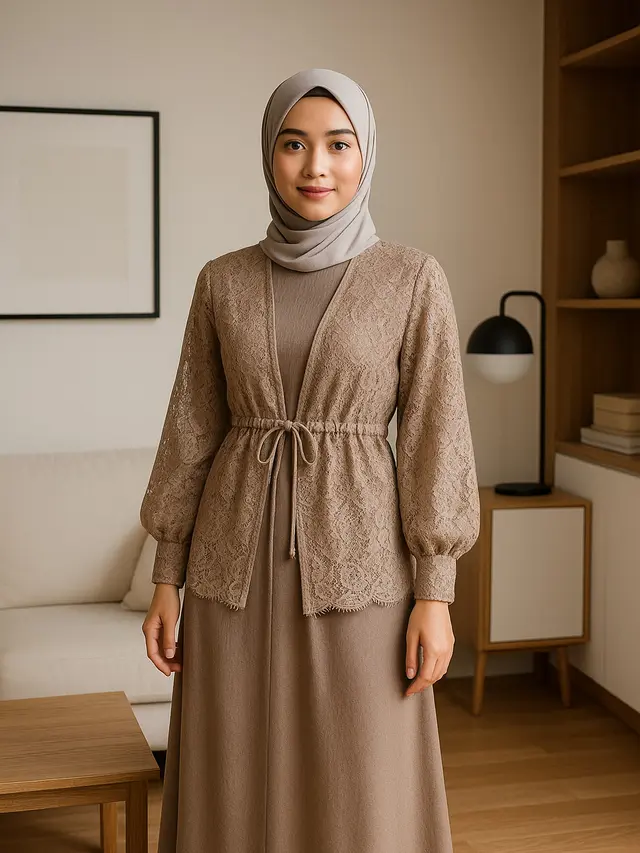 7 Model Cardigan Brokat untuk Gamis, Tampil Mewah Tanpa Berlebihan ...